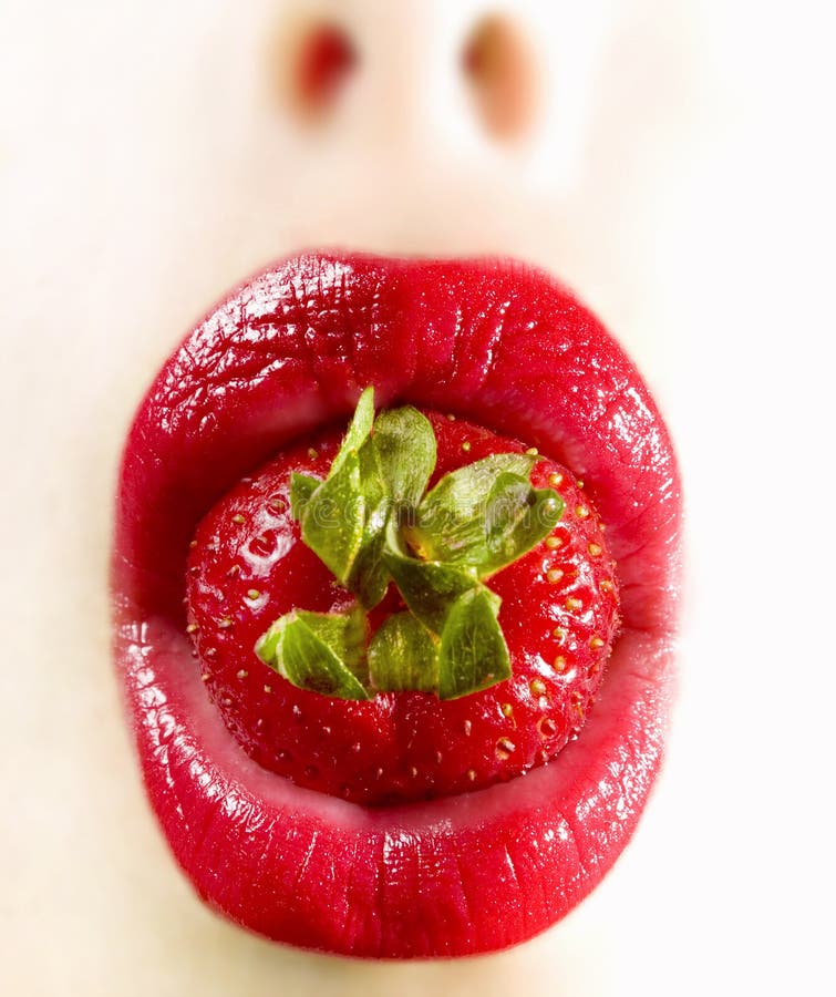 Woman S Mouth with Red Cherries Stock Image - Image of lips, makeup ...