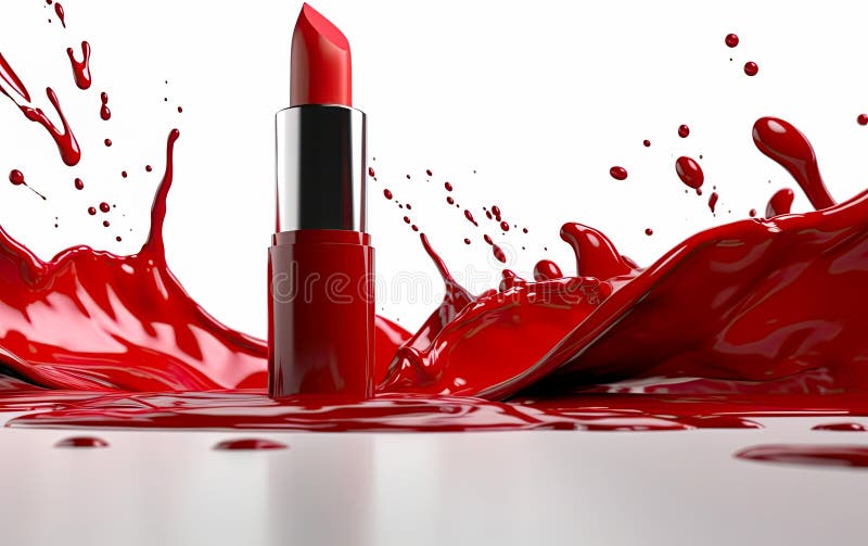 Red Lipstic in a Splash of Red Color. Generative Ai Stock Illustration ...