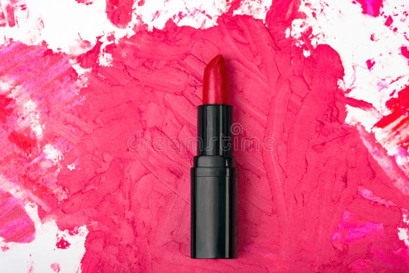 Red Lipstick on Abstract Make-up Background Stock Image - Image of ...