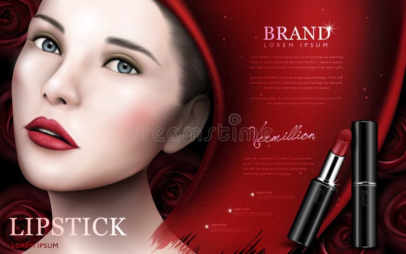 Red lipstick ad stock vector. Illustration of lorem, cosmetic - 89168600