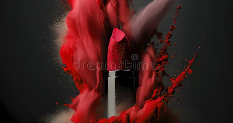 Red Lipstick Backdrop Concept with Powerful Explosion Stock ...