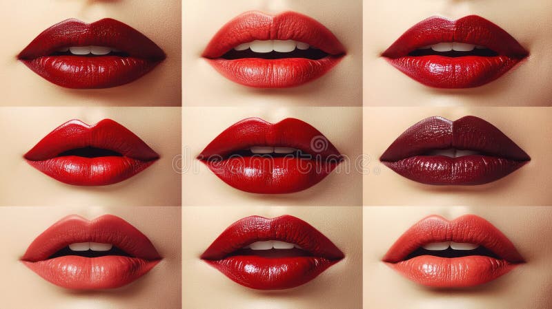 Red Lipstick, a Collection of Vibrant Lips Wearing Red Lipstick on a ...