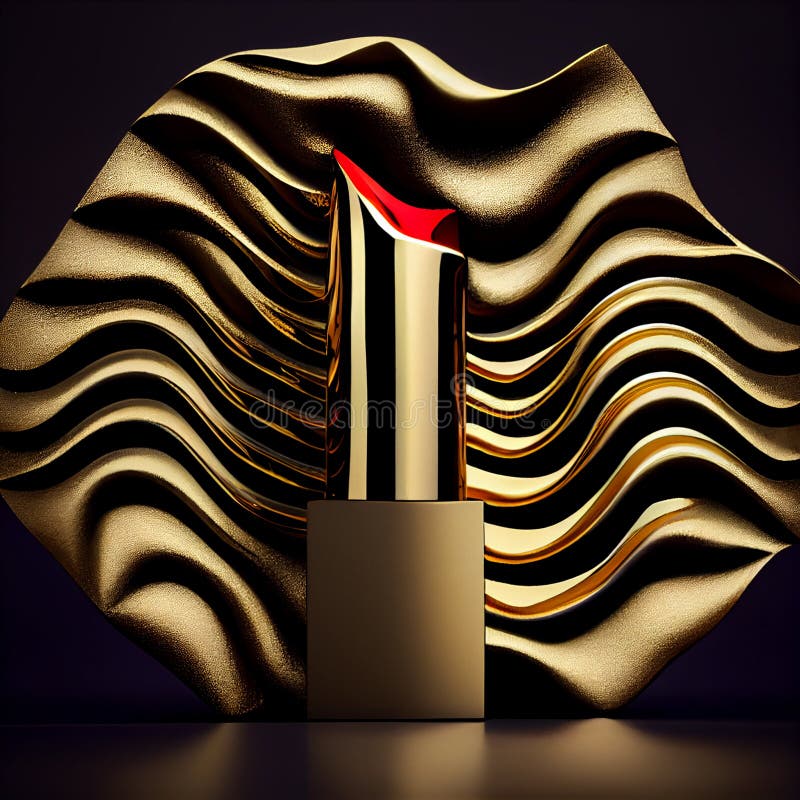 Red lipstick on gold stock illustration. Illustration of metallic ...