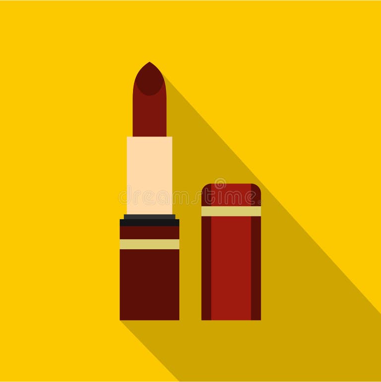 Red Lipstick Icon, Flat Style Stock Vector - Illustration of face, care ...