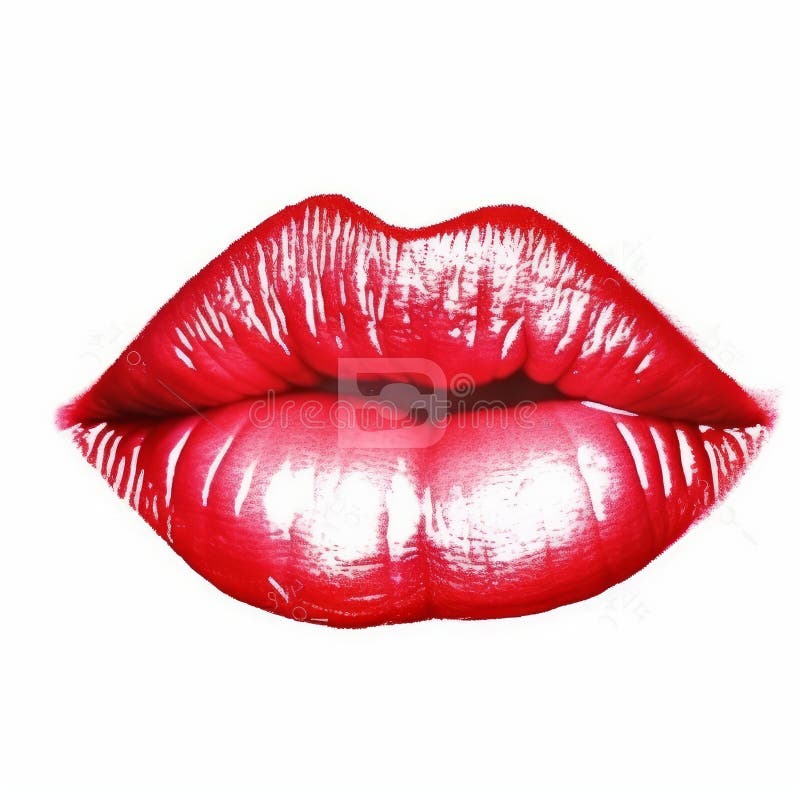 Red Lipstick on Lips on White Background Generative AI Stock ...