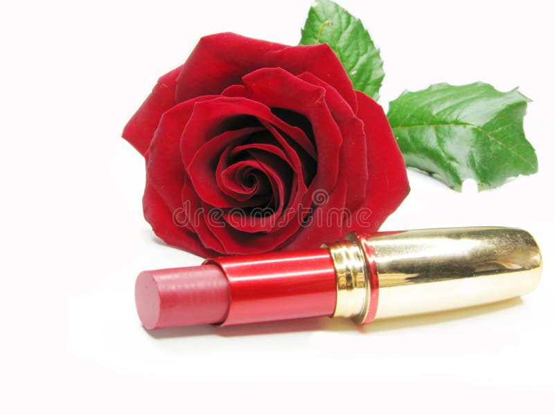 Lipstick and rose stock photo. Image of fashion, sprig - 43460916