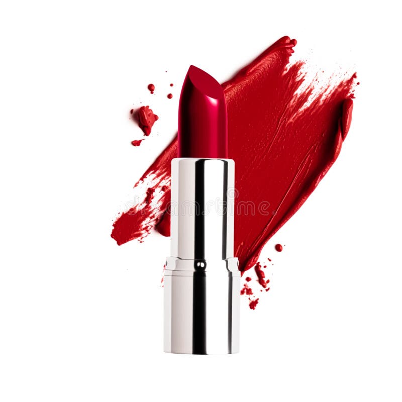 Red Lipstick and Sample Texture Isolated on White Background, Beauty ...