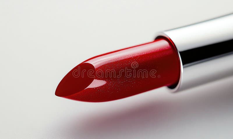 A Red Lipstick with a Silver Cap Stock Photo - Image of cosmetics ...