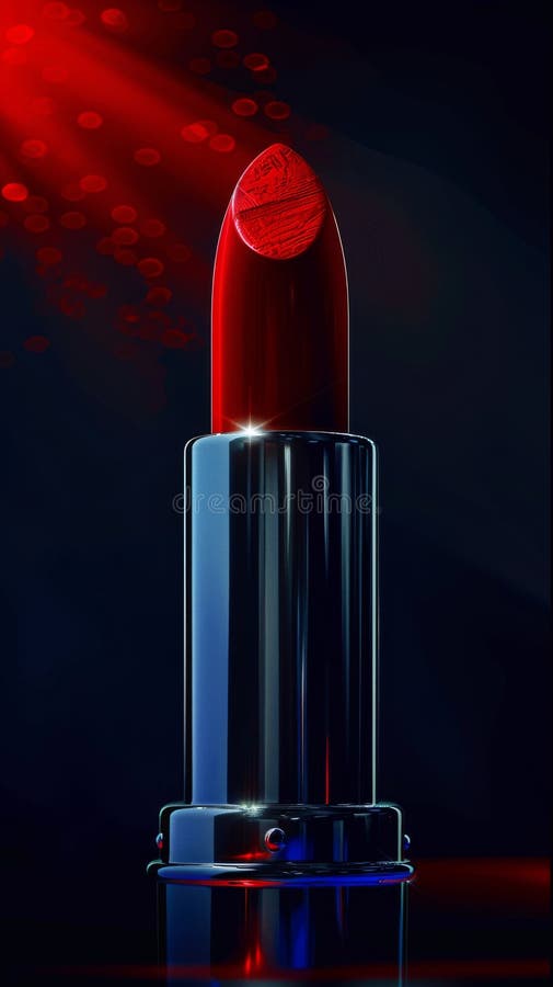 Red Lipstick with Silver Casing, Dramatic Lighting. Beauty and ...