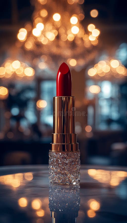 A Red Lipstick is Sitting on a Table with a Lot of Light Shining on it ...