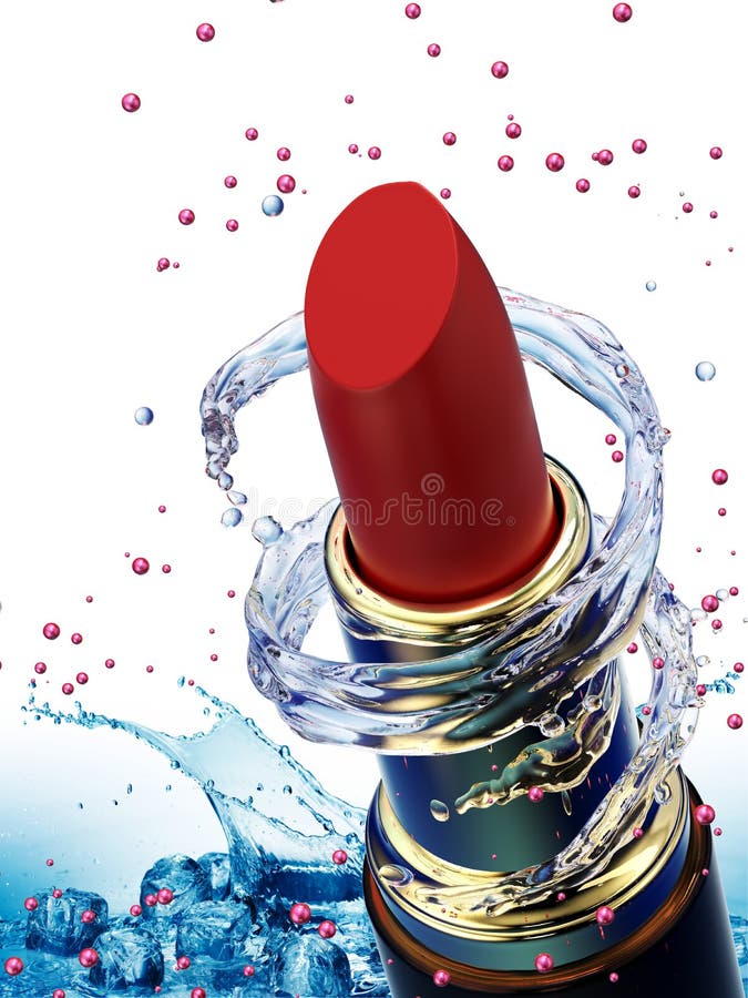 Red Lipstick in Water Splash Stock Illustration - Illustration of care ...