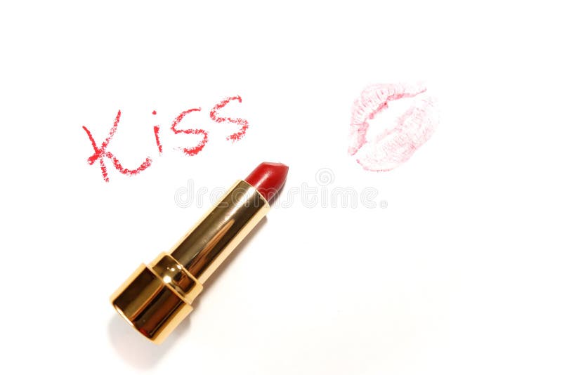 Red Lipstick, Word in English Made with Lipstick Stock Image - Image of ...