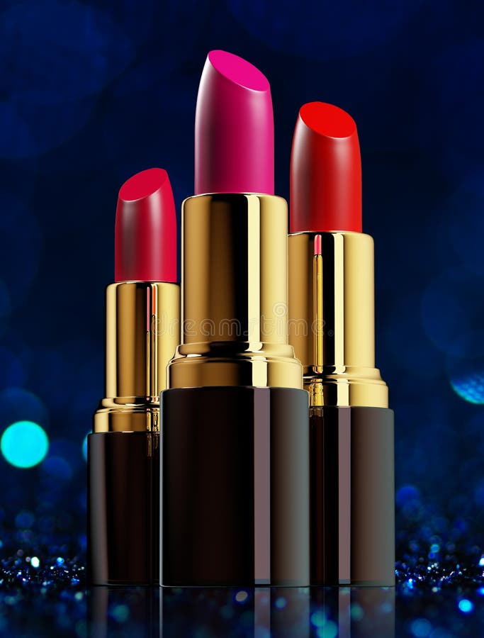 Red Lipsticks on Bokeh Background. Stock Illustration - Illustration of ...