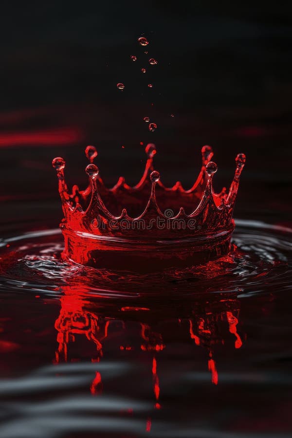 Red Liquid Crown Splash on Dark Water Stock Illustration - Illustration ...