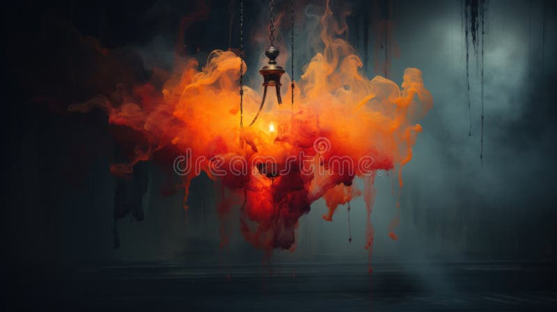 A Red Liquid is Dripping from a Light Fixture in the Dark, AI Stock ...