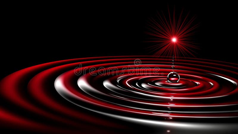 A Red Liquid Drop, a Burst of Light, a Dark Background, and a Splash ...