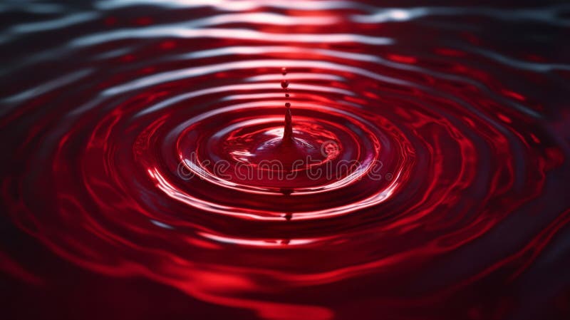 Red Liquid Drop Impact on Dark Water Surface Stock Illustration ...
