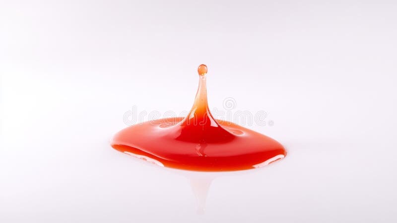 Red Liquid Drop Impact on White Background Stock Illustration ...