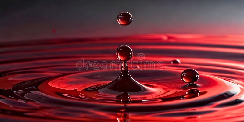 Captivating Red Liquid Droplets Frozen in Motion Creating Ripples and ...