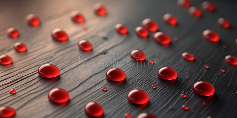 Red Liquid Droplets on Dark Wood Background Stock Photo - Image of ...