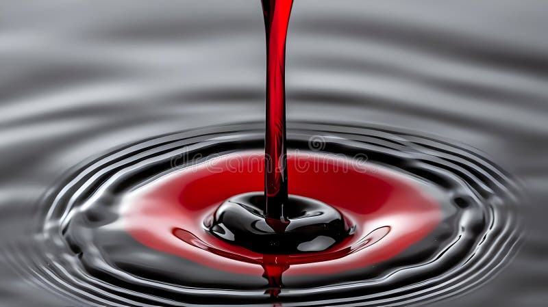 Red Liquid Dropping into Water with Ripples - Photo Stock Illustration ...