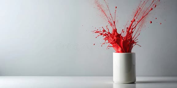 Red Liquid Exploding from a Cylindrical Container Against a Neutral ...