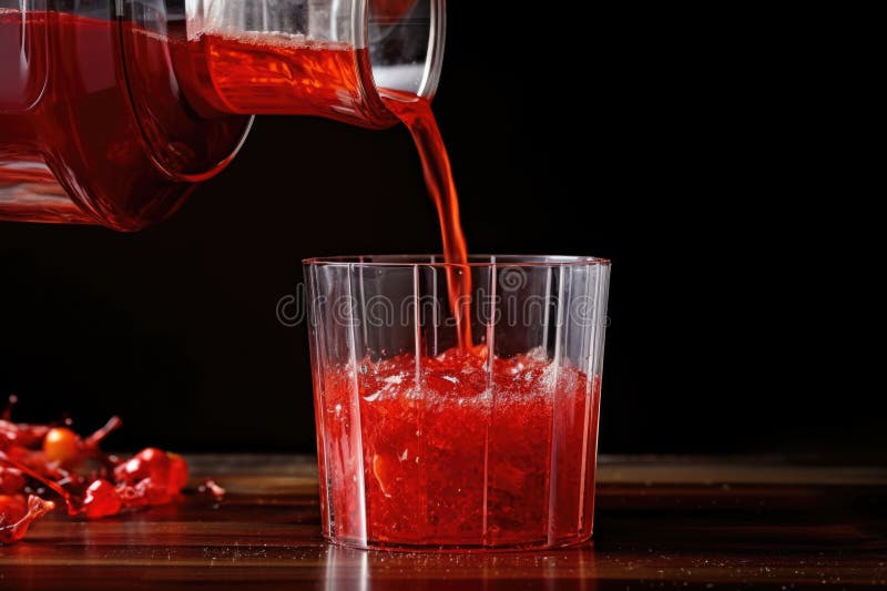 Red Liquid Falling from a Juicer into a Glass Jug Stock Illustration ...
