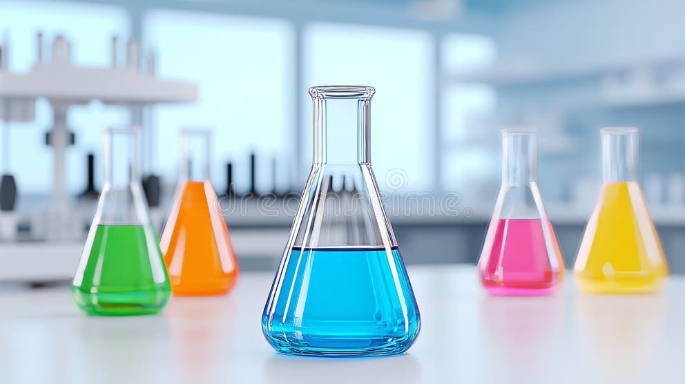 A Red Liquid in a Flask in a Science Lab. Stock Illustration ...