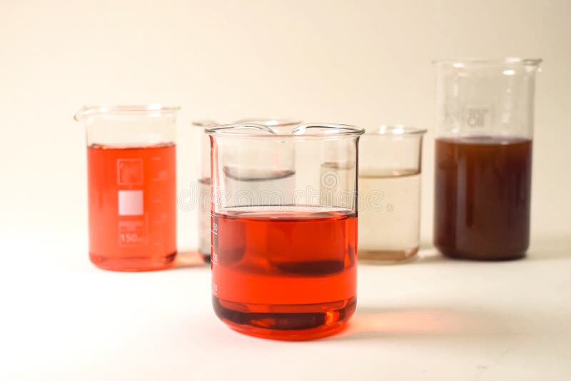 Red Liquid in Glass Glass. Chemical Experiments Stock Image - Image of ...