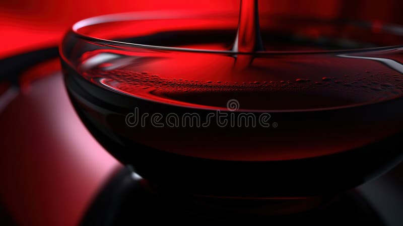 A Red Liquid in a Glass Filled with Liquid on a Black Surface Stock ...