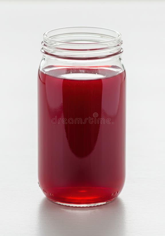 Red Liquid in a Glass Jar on White Background Stock Illustration ...