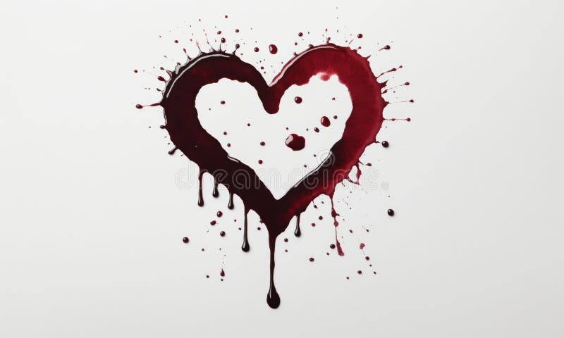 Blood Dripping in Heart Shape on White Background Stock Illustration ...