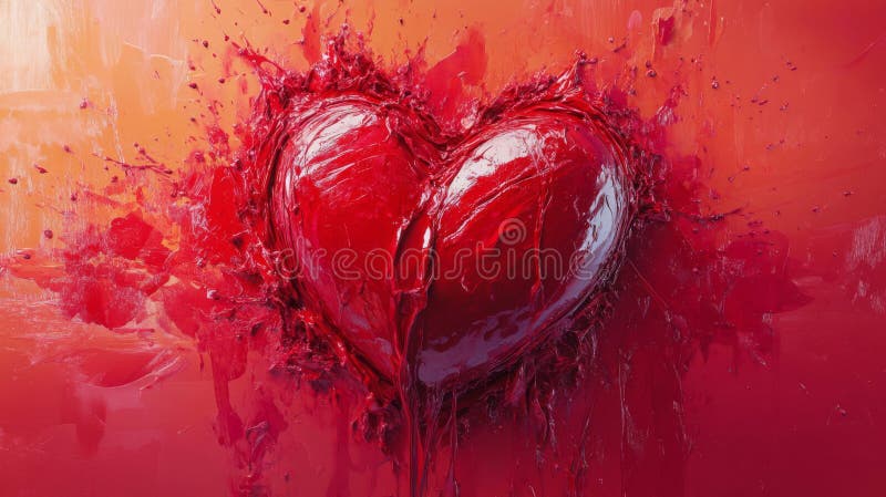 Red Liquid Heart Splashing Broken Love Abstract Stock Illustration ...