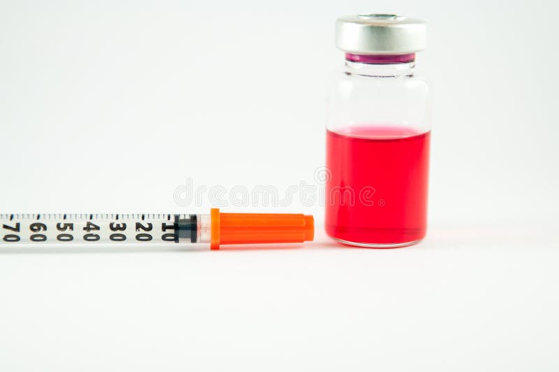 Red Liquid in Injection Vial and Syringe Stock Image - Image of glass ...