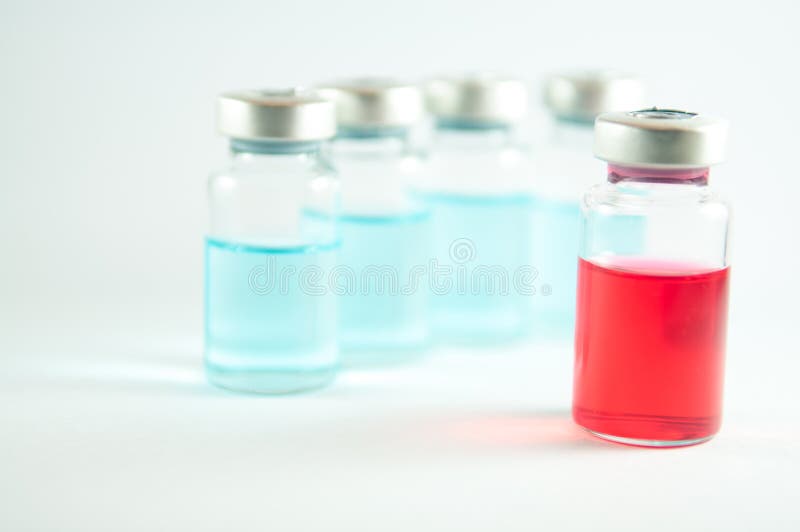 Red Liquid in Injection Syringe and Vials Stock Photo - Image of health ...