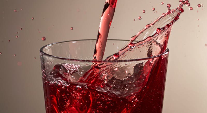 Red Liquid Pouring into Glass with Splash Stock Illustration ...