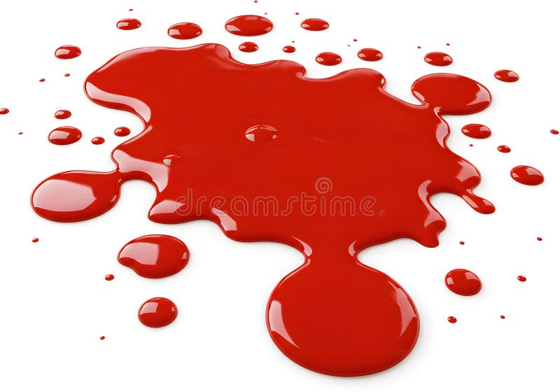 Red Liquid Spilling with Droplets on White Surface Stock Illustration ...