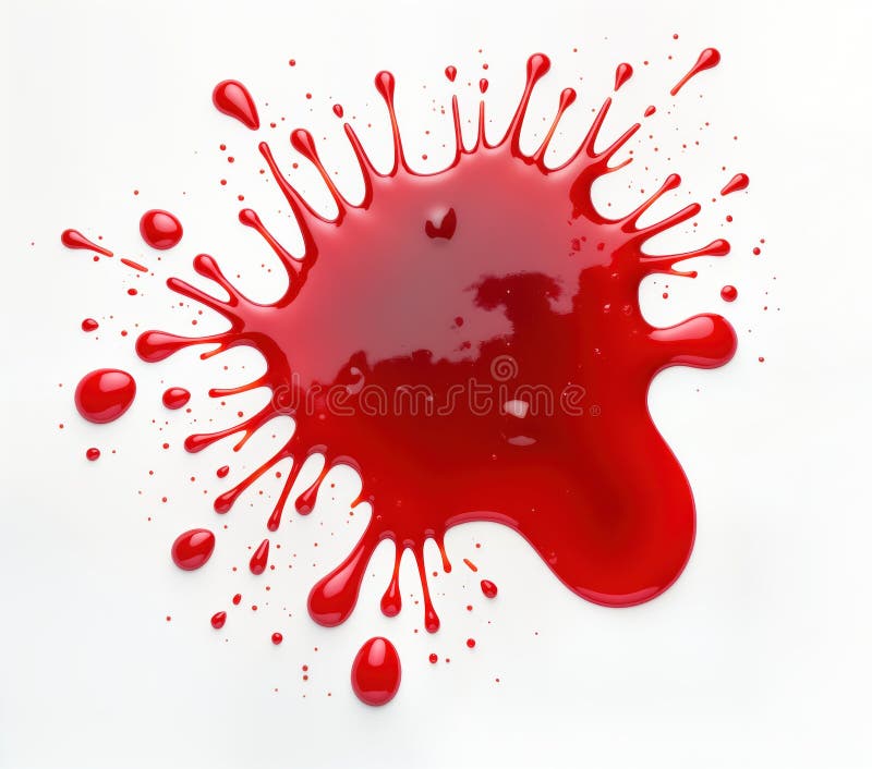 Red Liquid Spills, Splatters on White Background. Messy but Visually ...