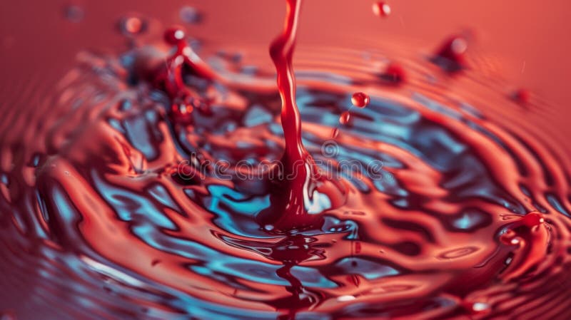 Red Liquid Splash Creating Ripples Stock Image - Image of detail ...