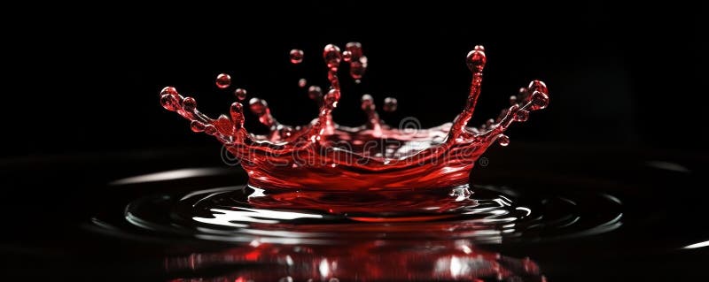 Red Liquid Splash in Dark, Close-up. Abstract Art and Motion Concept ...