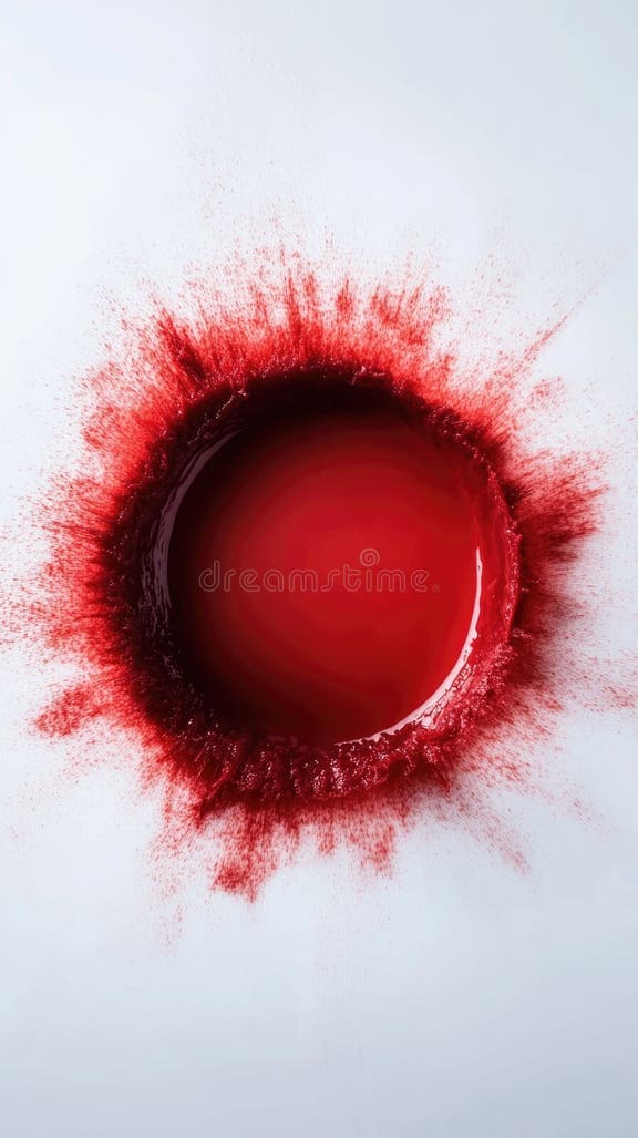 Red Liquid Splash Exploding in Circular Pattern on White Background ...
