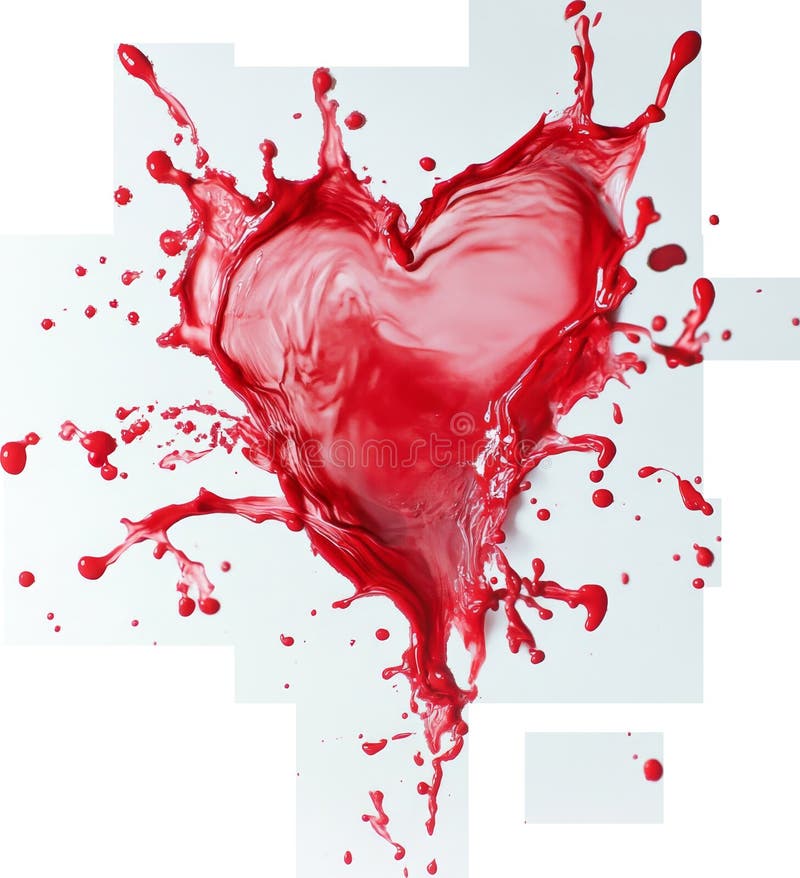 Red Liquid Splash Forming Heart Shape on Transparent Background Stock ...