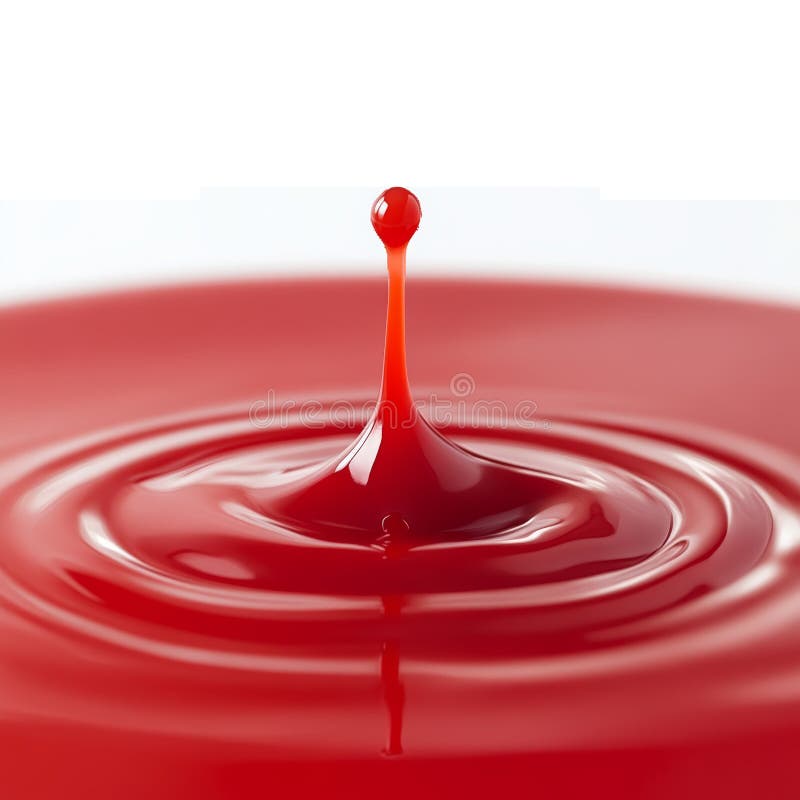 Red Liquid Splash with Ripple Effect on Transparent Background ...
