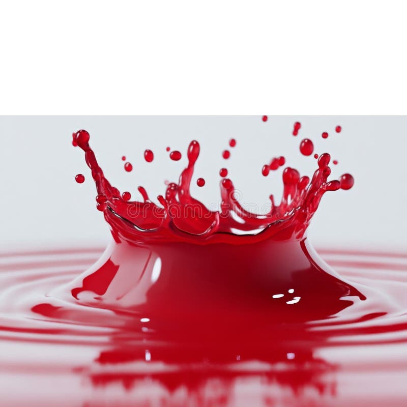 Red Liquid Splash on Transparent Background, Dynamic Motion. Abstract ...