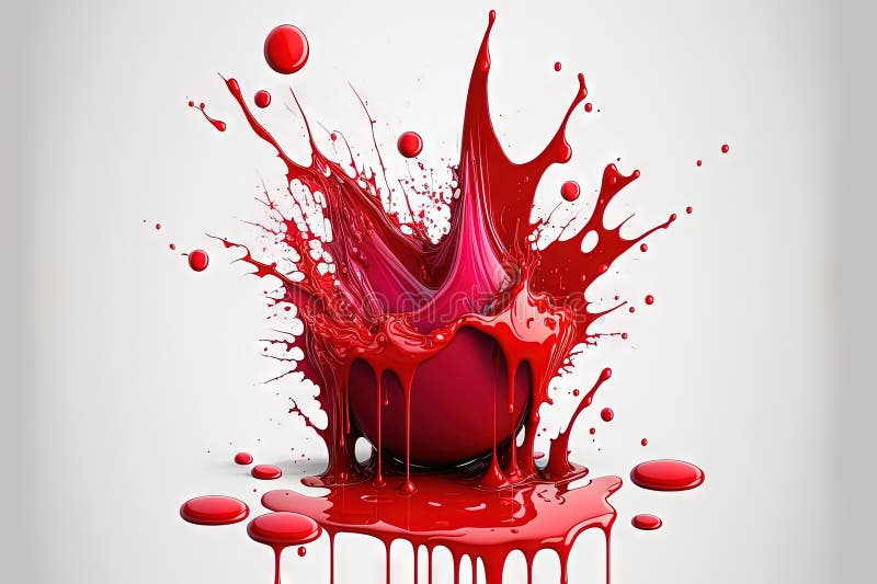 Red Liquid Splashed on White Stock Illustration - Illustration of ...