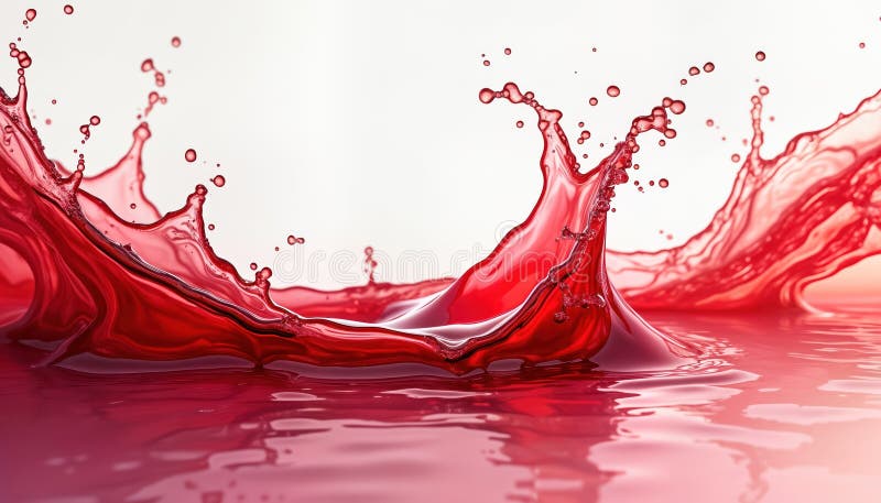 Red Liquid Splashes Horizontally on Transparent Backdrop. Fruit Juice ...