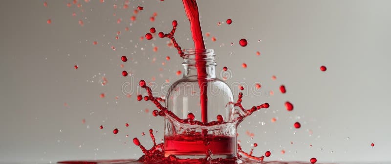 Red Liquid Splashing Bottle Creating Dynamic Visual Effect Stock Photos ...