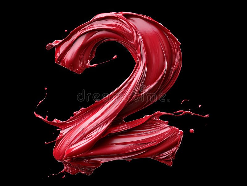 A Red Liquid Splashing Out of the Number 2 Stock Illustration ...