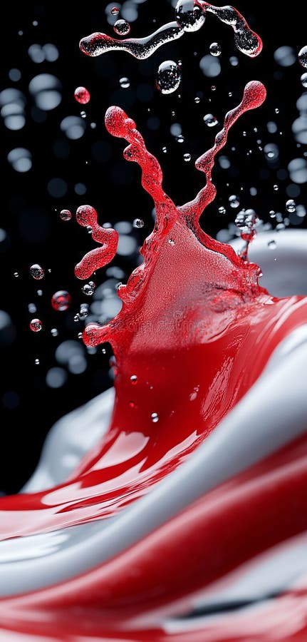 A Red Liquid Splashing Out of a White Bowl of Water Stock Image - Image ...