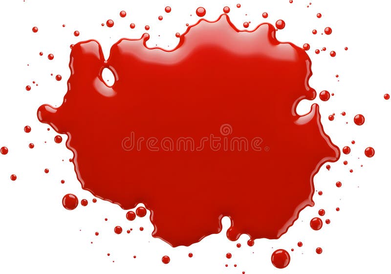 Red Liquid Splatter on White Background with Droplets Stock ...